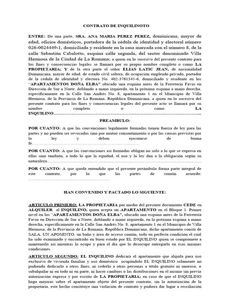 Contrato De Alquiler Elias Latic Jean Descargar Gratis Pdf