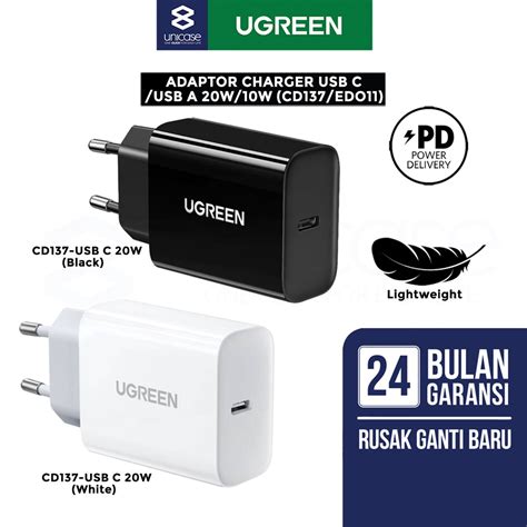 Jual Wall Charger Kepala Adaptor Iphone W W Ugreen Usb Type C Pd
