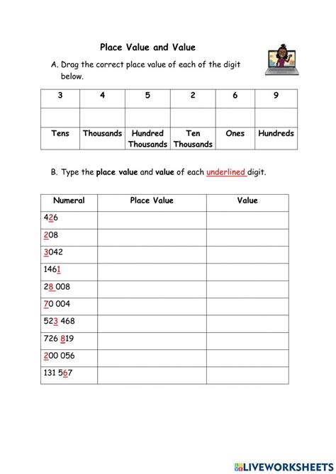 Place Value And Value Online Worksheet Worksheets Library