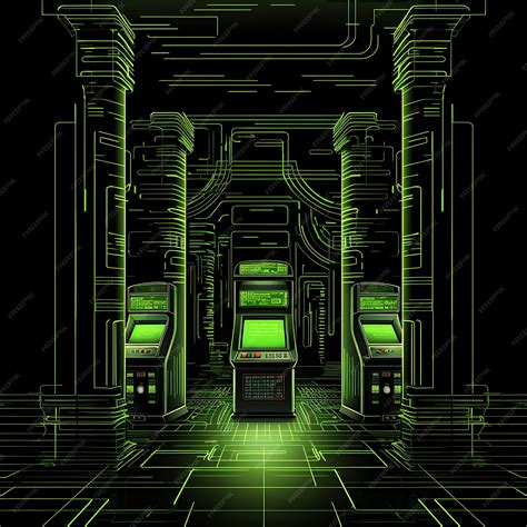 Premium Photo Design Of Vintage Arcade Retro Arcade Lines Pixel Art