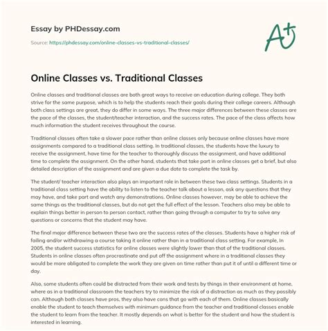 Online Classes Vs Traditional Classes Essay Example 500 Words