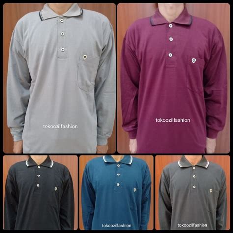 Jual Lengan panjang karet/kaos kerah lengan panjang/kaos kerah bapak bapak | Shopee Indonesia