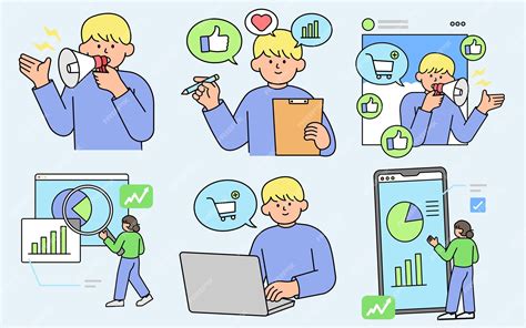 Premium Vector Marketing Concept Illustrations Including Social Media Advertising Online