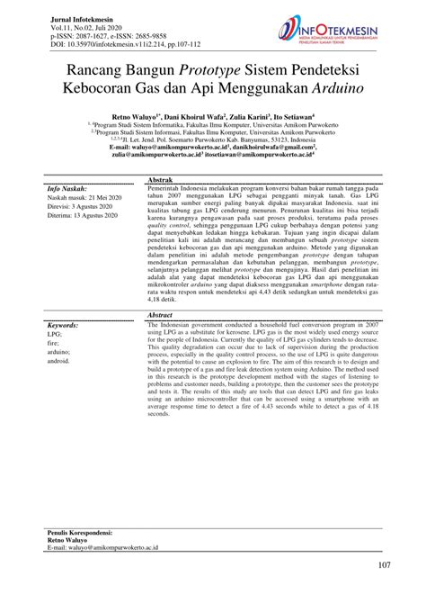 Pdf Rancang Bangun Prototype Sistem Pendeteksi Kebocoran Gas Dan Api