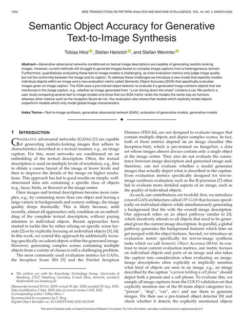 Semanticobjectaccuracyforgenerativetext To Imagesynthesis Pdf