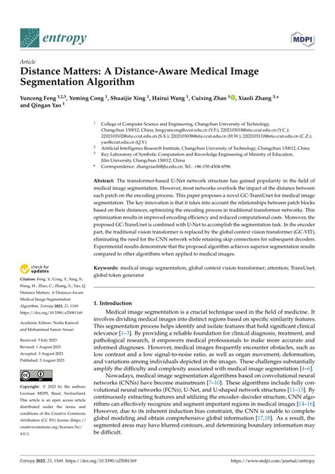 PDF Distance Matters A Distance Aware Medical Image Segmentation Algorithm