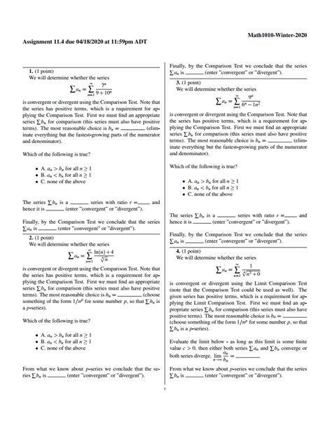 Solved Calculus II Sequences And Series 11 4 Can Anyone Chegg Com
