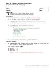Machine Problem 3 Docx CS10 8L Computer Programming Laboratory Machine Problem 3 Debugging
