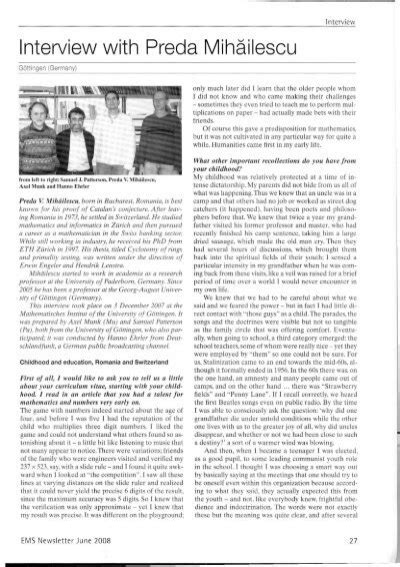 Interview With Preda Mihailescu Institut Für Mathematische Stochastik