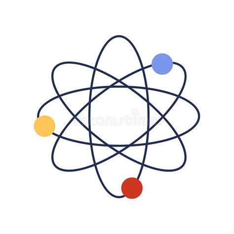 Atom Model Abstract Round Particles Of Different Colors Spin In Orbits