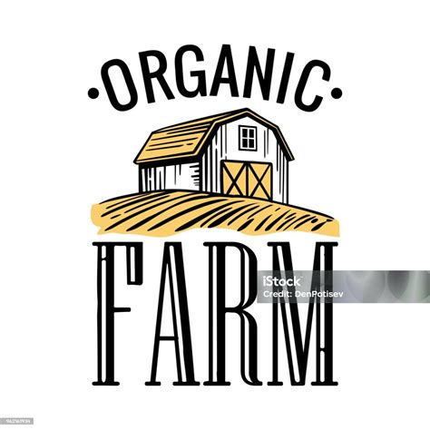 유기 농장입니다 검정 흰색 노란 색입니다 빈티지 벡터 로고 라벨 포스터 기업 정체성 배지 농업에 대 한 프레 젠 테이 션에 대 한 그림을 조각 검은색에 대한 스톡 벡터 아트