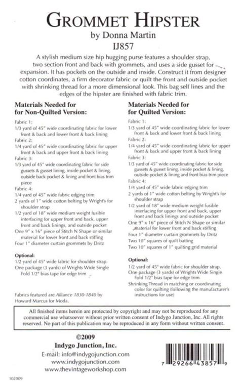 Indygo Junction Ij857 Handbag Size One Uncut Sewing Pattern