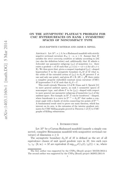 Pdf On The Asymptotic Plateaus Problem For Cmc Hypersurfaces On Rank