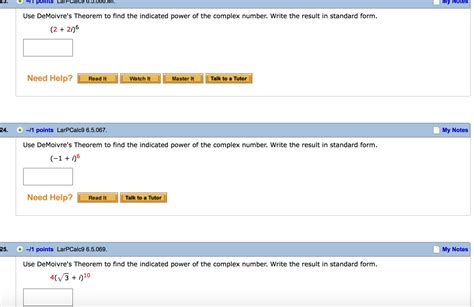 solved use demoivre s theorem to find the indicated power
