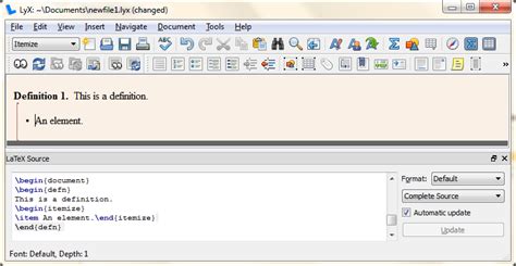 Itemize How To Insert A Listing Inside A Definition In Lyx Tex