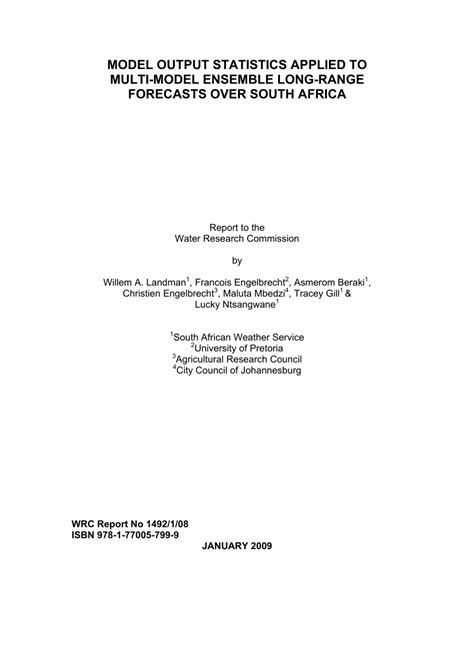 Pdf Model Output Statistics Applied To Multi Model Ensemble Long