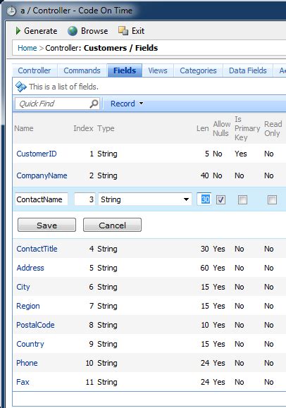 Code On Time Data Controllers Fields Length