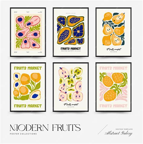 Premium Vector Abstract Fruits Posters Template Modern Trendy Matisse