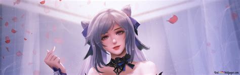 Sexy Anime Girl Keqing Genshin Impact 4K Wallpaper Download