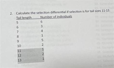 Solved O 2 Calculate The Selection Differential If