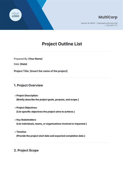 Free Project List Templates Editable And Printable
