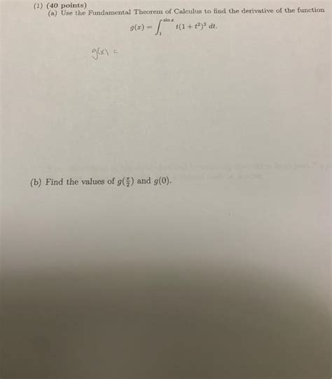 Solved 1 40 Points A Use The Fundamental Theorem Of