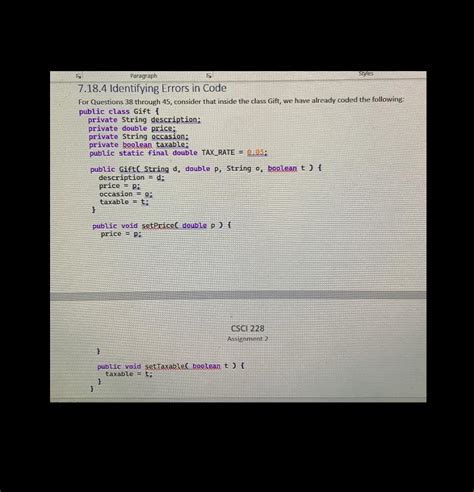 Identifying Errors In Code For Questions Chegg