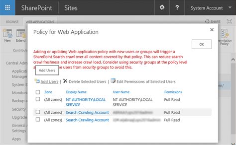 Configuring Web Application User Policy In Sharepoint 2016 Sharepoint Diary