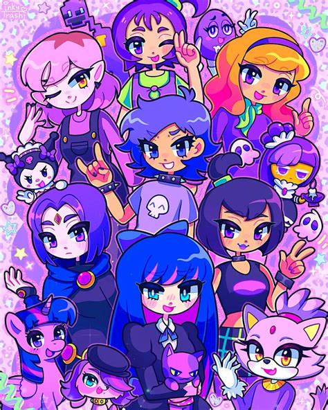 Purple Fanart Cute Cartoon Drawings Cartoon Art Styles Cute Drawings