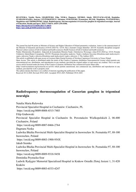Pdf Radiofrequency Thermocoagulation Of Gasserian Ganglion In Trigeminal Neuralgia