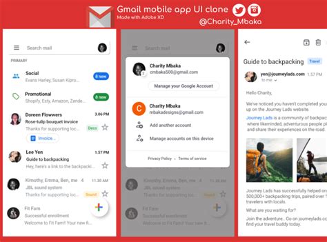 gmail ui clone by charity mbaka on dribbble