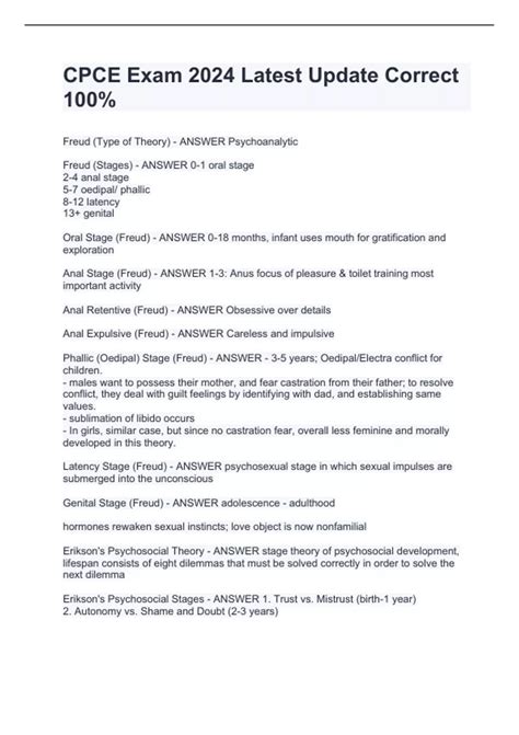 Cpce Exam 2024 Latest Update Correct 100 Cpce Stuvia Us