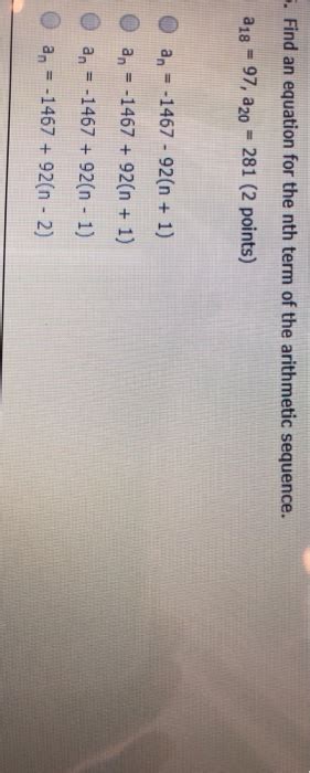 Solved Find An Equation For The Nth Term Of The Arithmetic