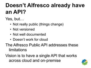 Intro To The Alfresco Public API PPT