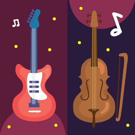 Electric Guitar And Fiddle 11379085 Vector Art At Vecteezy
