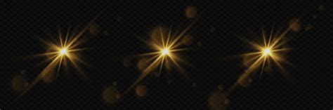 Koleksi Efek Khusus Dan Suar Lensa Kilatan Bintang Dan Cahaya Ilustrasi Stok Unduh Gambar