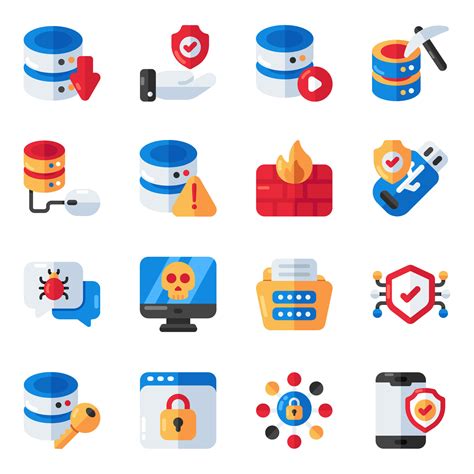 Set Of Data Security Flat Icons 37472638 Vector Art At Vecteezy