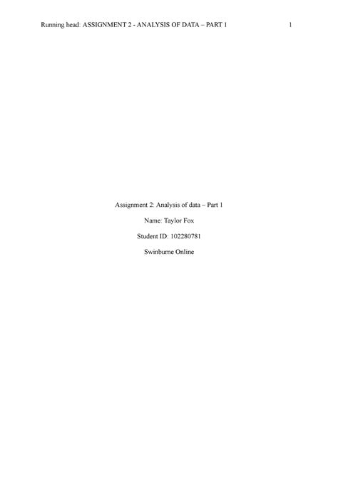 taylor fox 102280781 assignment 2 analysis of data part 1 running
