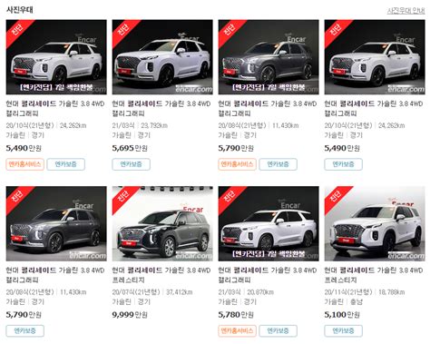 팰리세이드 중고차 가격 시세표 총정리