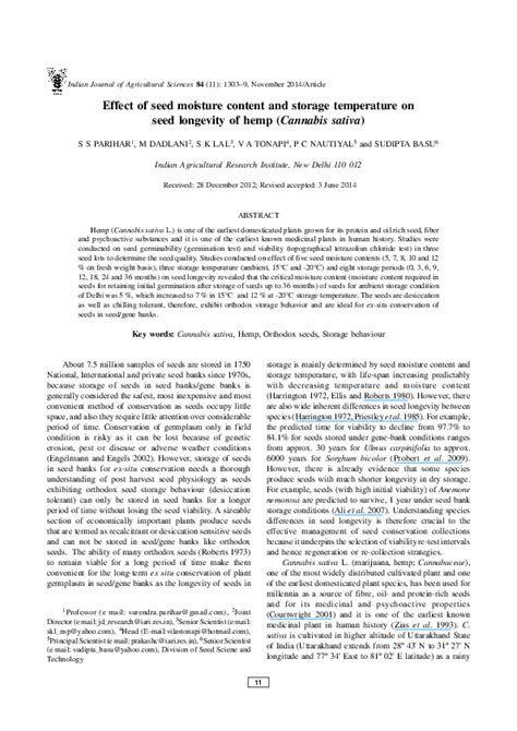 Pdf Effect Of Seed Moisture Content And Storage Temperature On Seed
