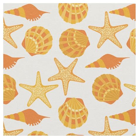 Orange Beach Shell Pattern Fabric Fabric Patterns Shell Pattern Printing On Fabric