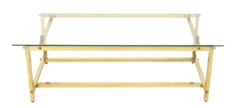 Square Solid Brass Profile Architectural Base Rectangular Coffee Table