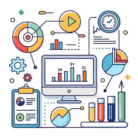 Colorful Data Visualization With Charts Graphs And Icons Premium Ai Generated Vector