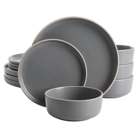 Gibson Home Everyday Essential Cool Gray Dinnerware Set 12 Piece Set