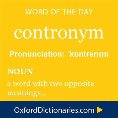Contronym Noun A Word With Two Opposite Meanings Word Of The Day