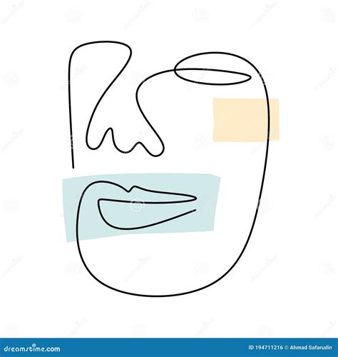 One Continuous Line Drawing Of Abstract Face Of Human Modern Continuous Line Art Man And Woman