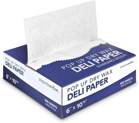 500 Count Pre Cut Deli Wax Paper Sheets 6” Heavy Duty Pop Up Dry Wax