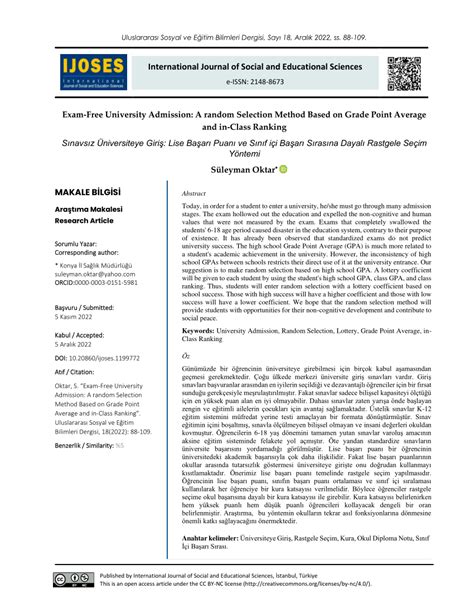 Pdf Exam Free University Admission A Random Selection Method Based On Gpa And In Class