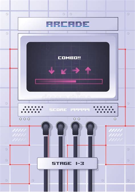 Retro Arcade Game Machine Vector Illustration Stock Vector
