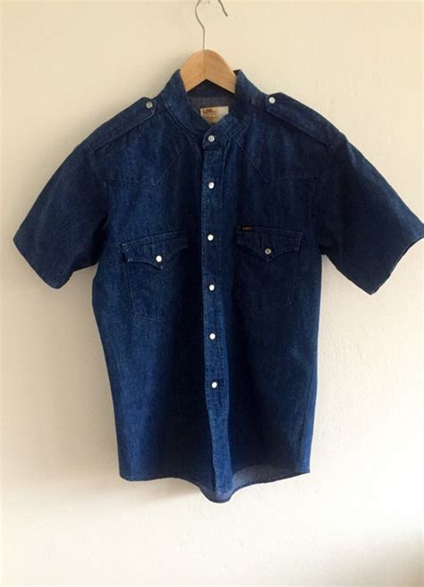 Vintage Mens Shirt Western Denim Lee Gem